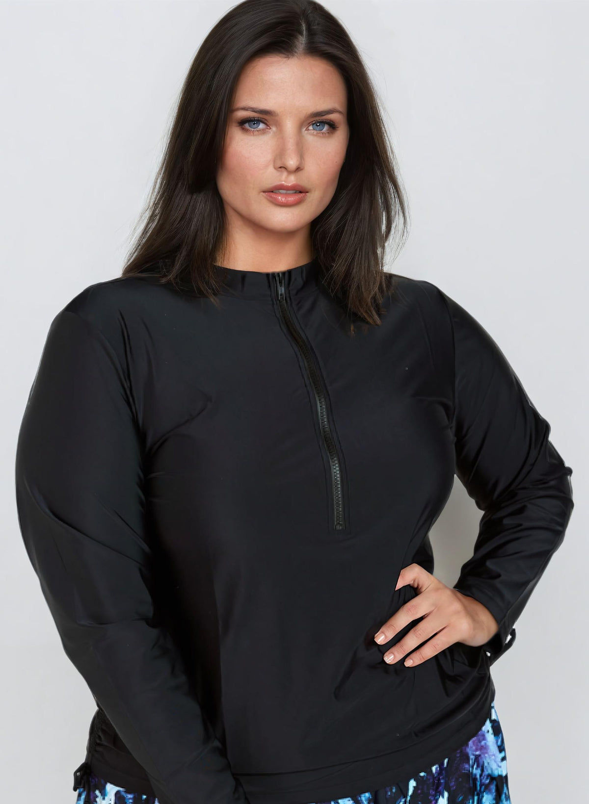 Half-Zip Nora Swim Top. Calypsa by ModLi | Plus Size