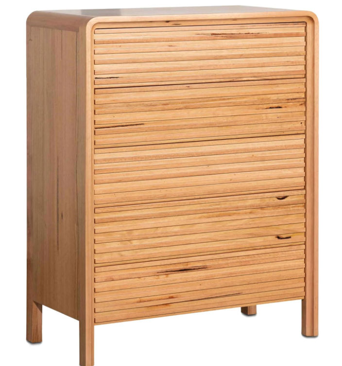 CASCADE MESSMATE TIMBER 5-DRAWER TALLBOY/CHEST OF 5 DRAWERS NATURAL