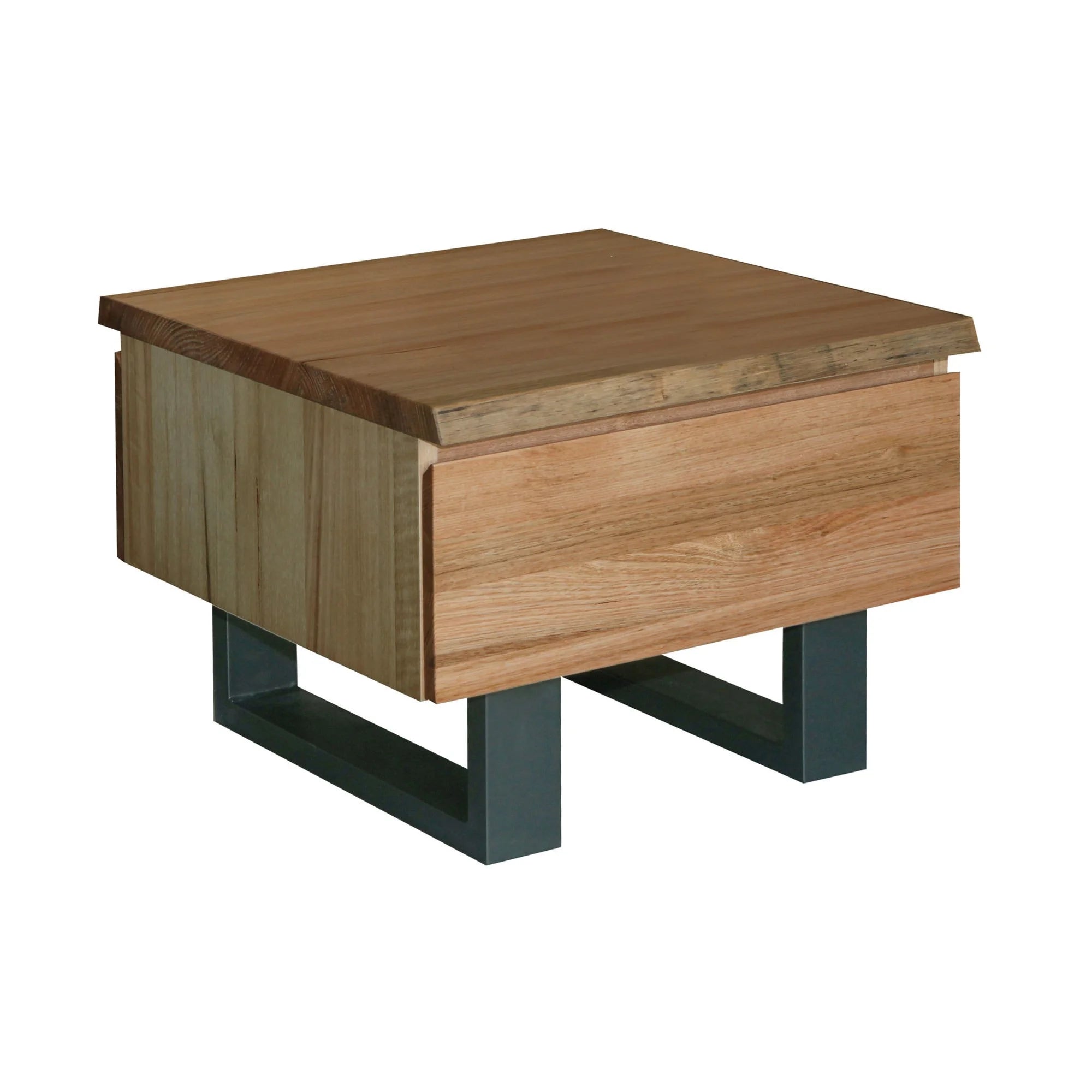 KESHAM MESSMATE TIMBER BEDSIDE TABLE WITH DRAWERS NATURAL/BLACK