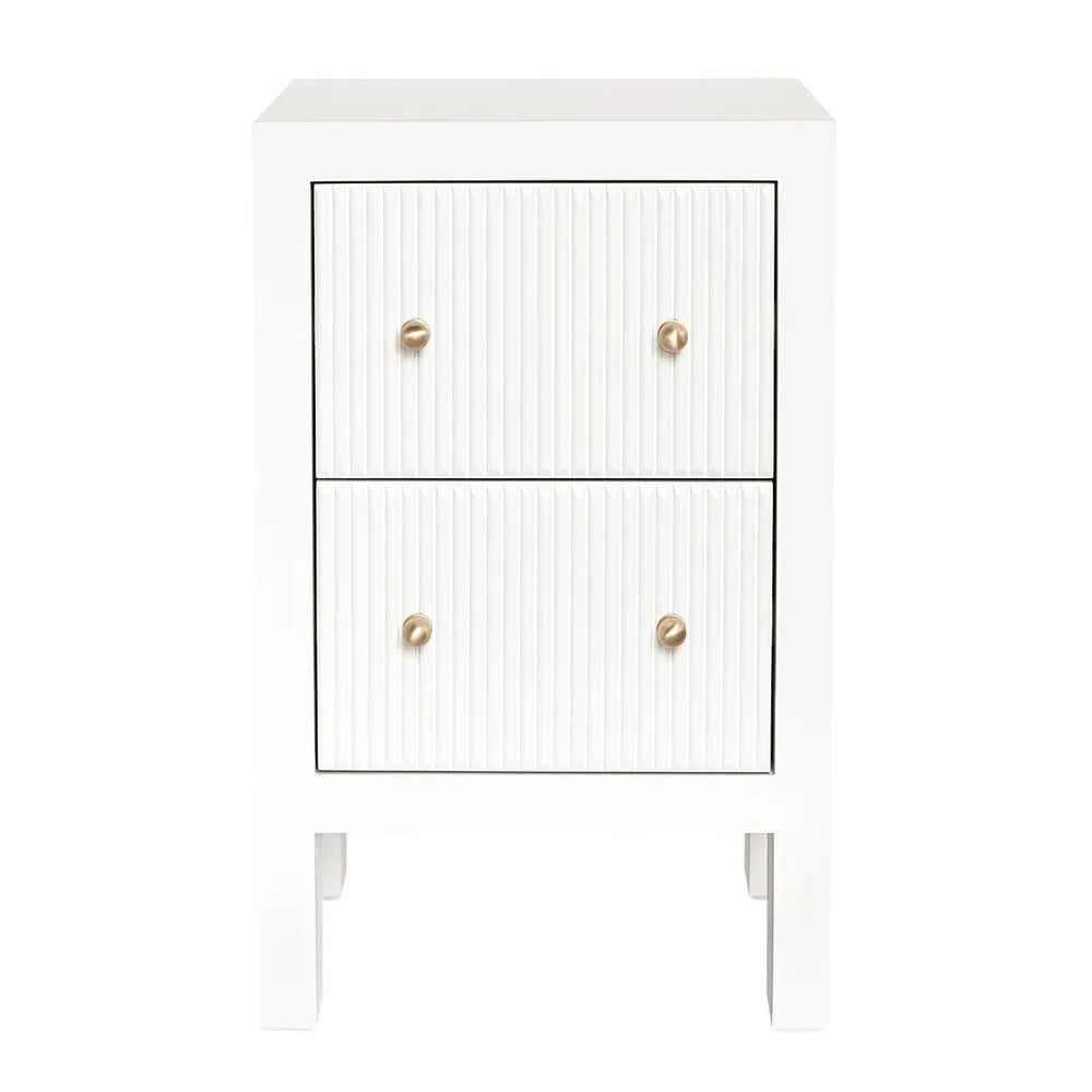 JAYLA PETITE WHITE 2-DRAWER BEDSIDE TABLE