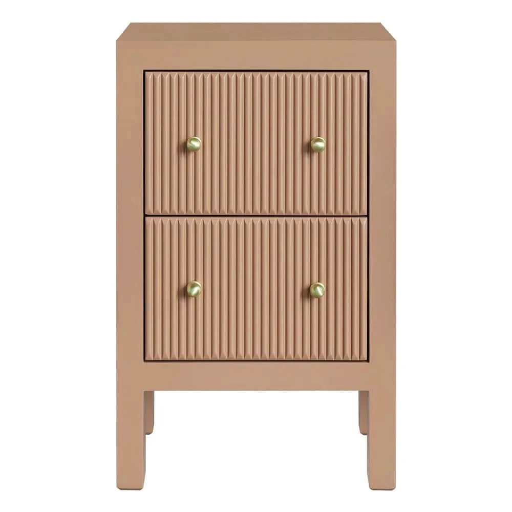 JAYLA PETITE BEIGE 2-DRAWER BEDSIDE TABLE
