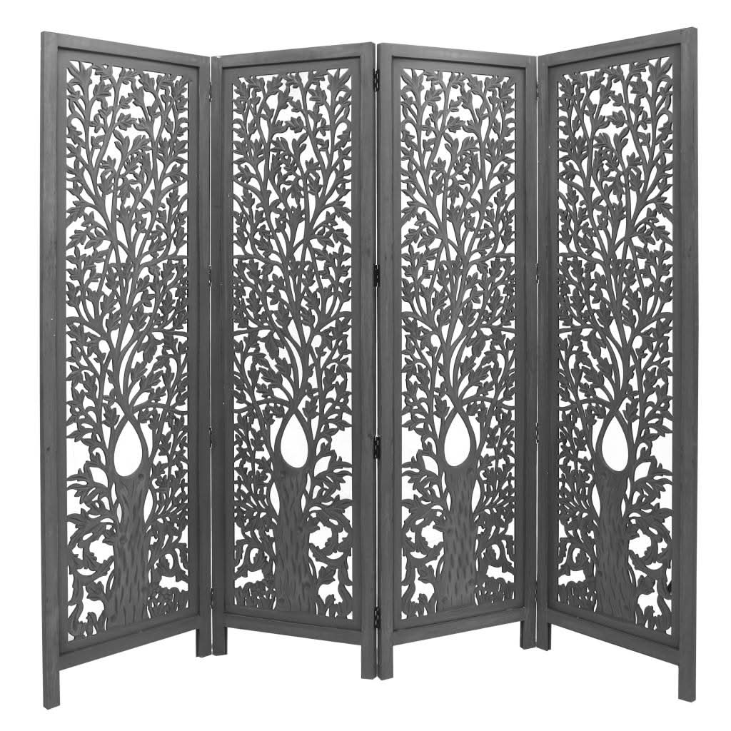 ASHE DECORATIVE MANGO WOOD SCREEN/ROOM DIVIDER DARK GREY | MyChocolateWood