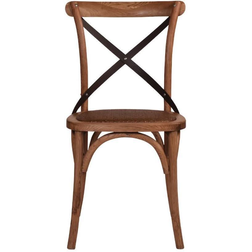 BELMONT BLACK METAL CROSS BACK CHAIR IN MEDIUM HONEY COLOUR ...