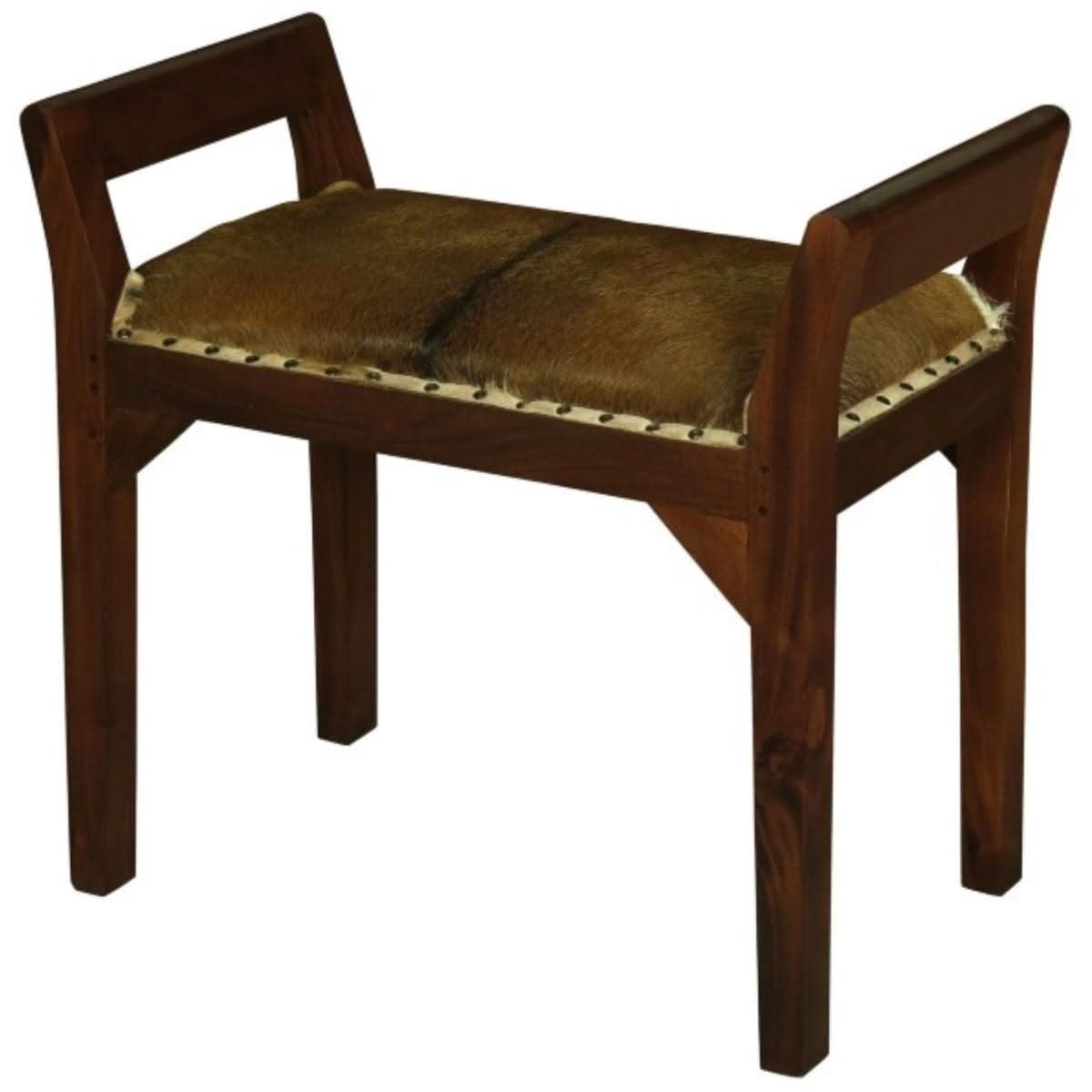 DAISY SOLID MAHOAGNY TIMBER SINGLE BENCH WITH GOAT HIDE SEAT