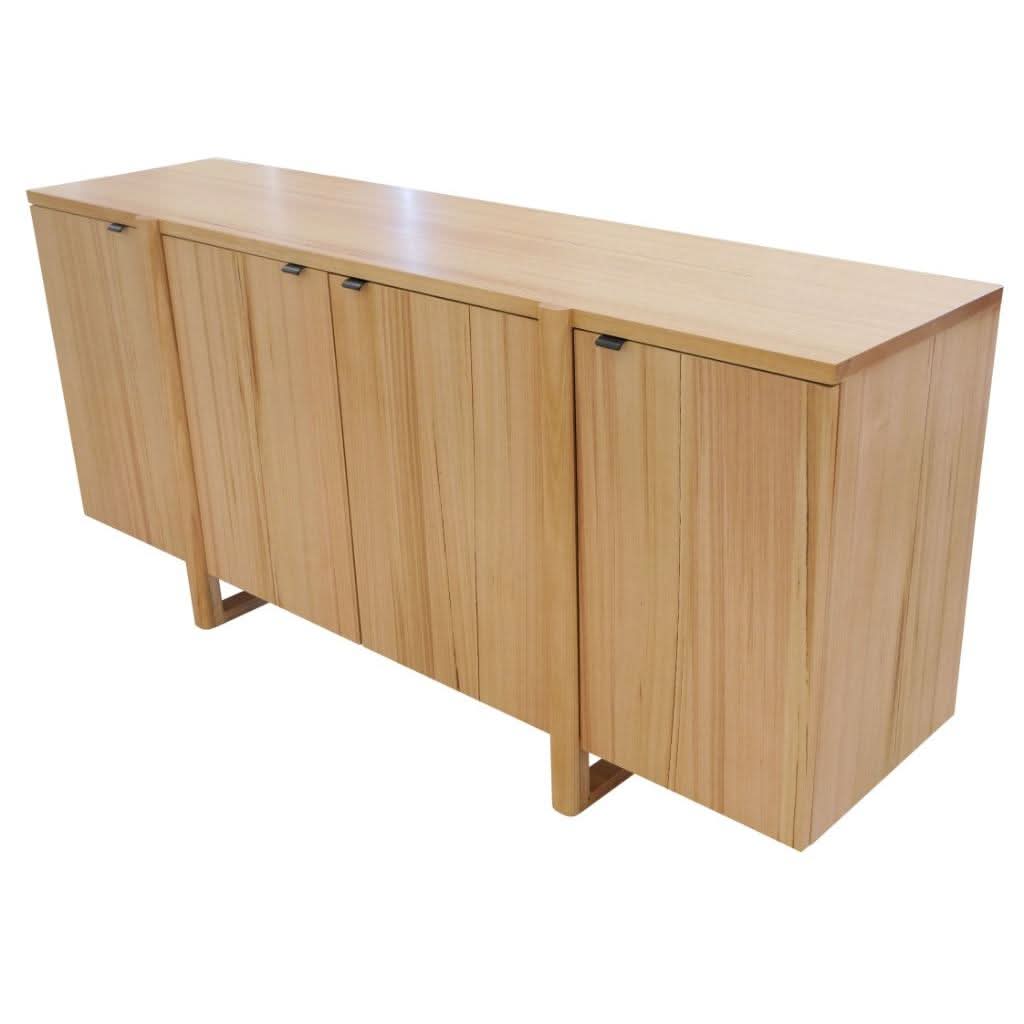 IBARRA SOLID & VENEER BLUE GUM TIMBER 4-DOOR BUFFET SIDEBOARD NATURAL ...