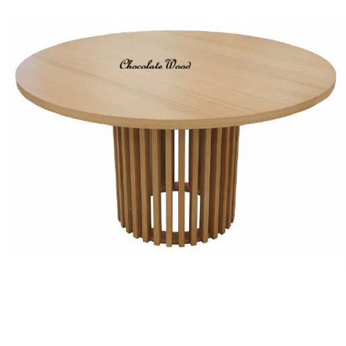 IBARRA SOLID & VENEER BLUE GUM TIMBER ROUND DINING TABLE NATURAL
