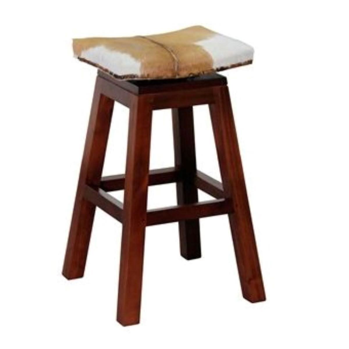 LOLA SOLID MAHOGANY SWIVEL GOAT HIDE BAR STOOL IN MAHOGANY COLOUR ...