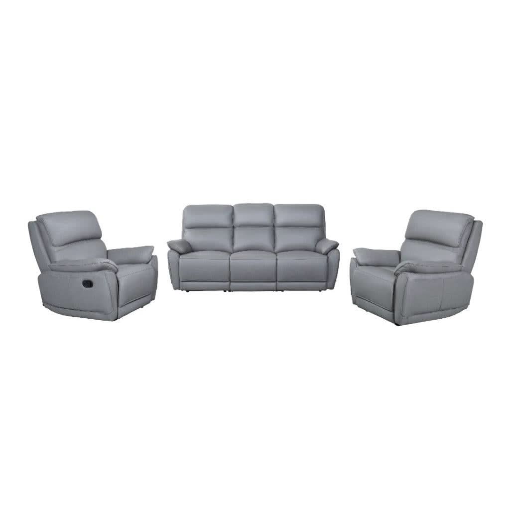 TORELLI GENUINE LEATHER 3-SEATER RECLINER +2 SINGLE RECLINER ARMCHAIRS