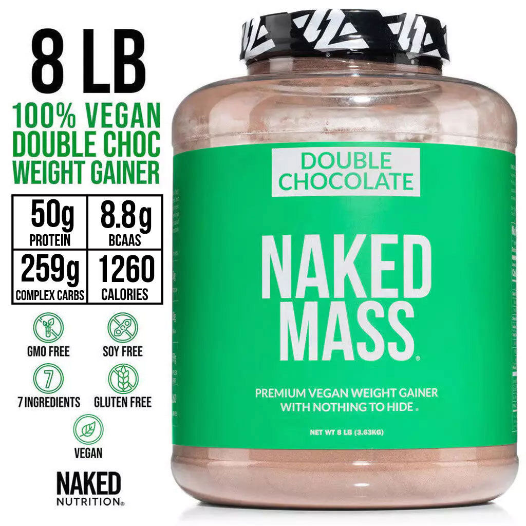 Double Chocolate Vegan Mass Gainer Supplement | Naked Vegan Mass - 8LB